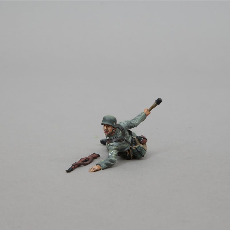 WWII German Heer NCO Lying Down, Throwing ‘Potato Masher’ grenade ...