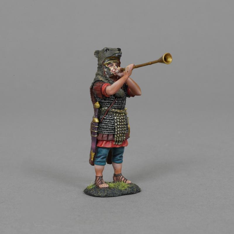 Roman Tubicen Players--two figures wearing bearskins blowing horns ...