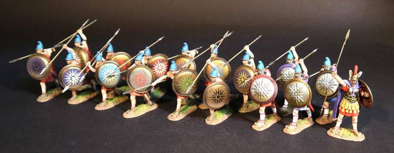 Two Macedonian Argyraspides (Silver Shields) in yellow & purple armor ...