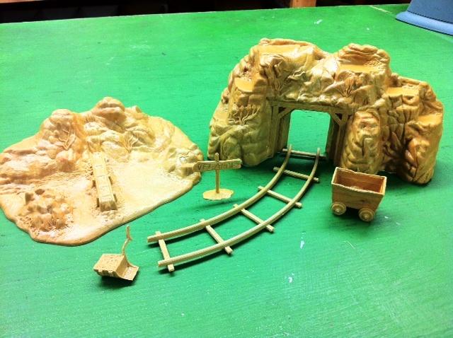 Gold Mine Set - Mine Cave, Sluice, Cart, Track, Tipper, Sign. Hard ...