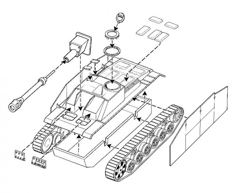 German StuH 42 Assault Tank--two unpainted plastic 1:72 scale tanks ...