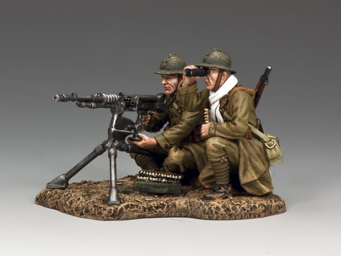 French Hotchkiss Machine Gun Crew Set--two figures and MG on single ...