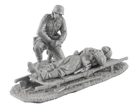 German Medic Treating Soldier in Stretcher--1:35 scale resin figure kit ...