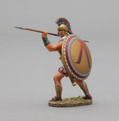 Spartan Warrior with shield slung on back preparing thrust his Dory ...