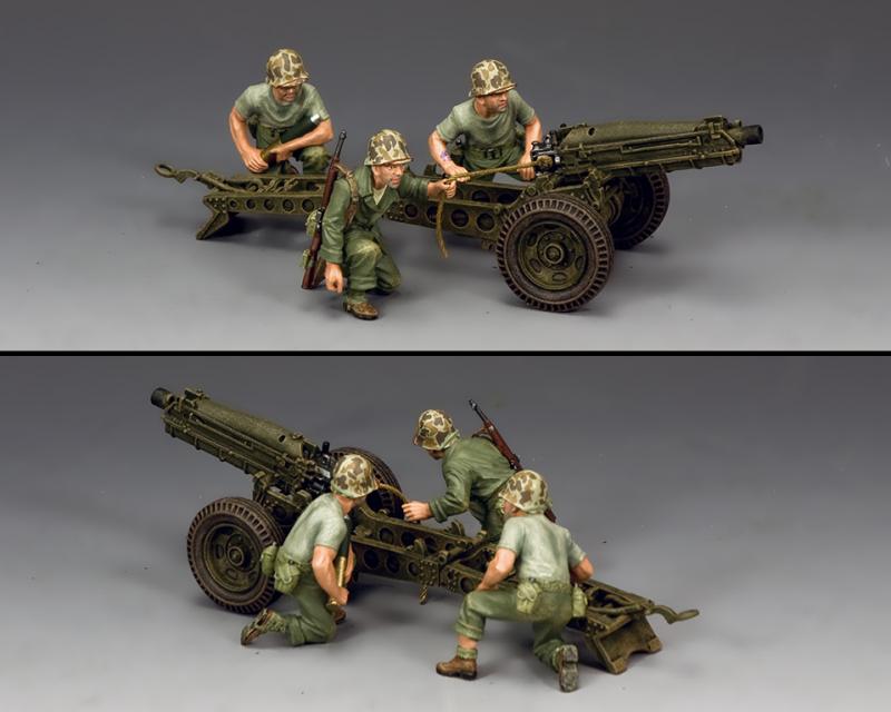 USMC 75mm Pack Howitzer & Crew--cannon and three USMC crew figures ...