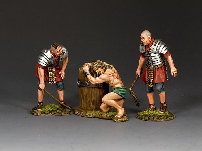 Scourging The Prisoner--two Roman Legionary figures and prisoner figure ...
