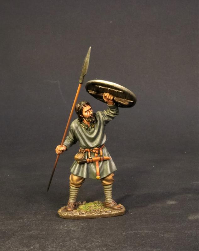 Saxon Fyrdman #25a (spear and white & blue shield held above head ...