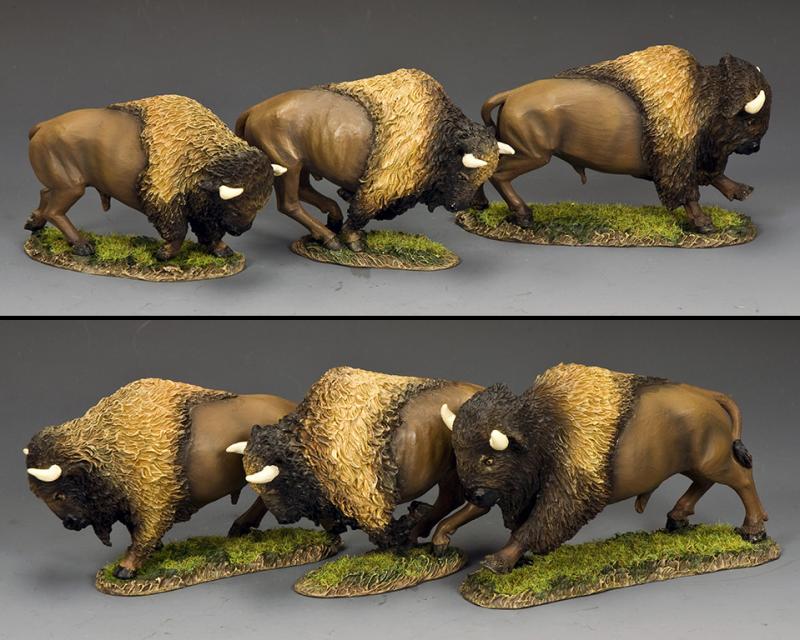 “Running Buffalo” Set #1--three buffalo figures - TRW159 - Metal Toy ...